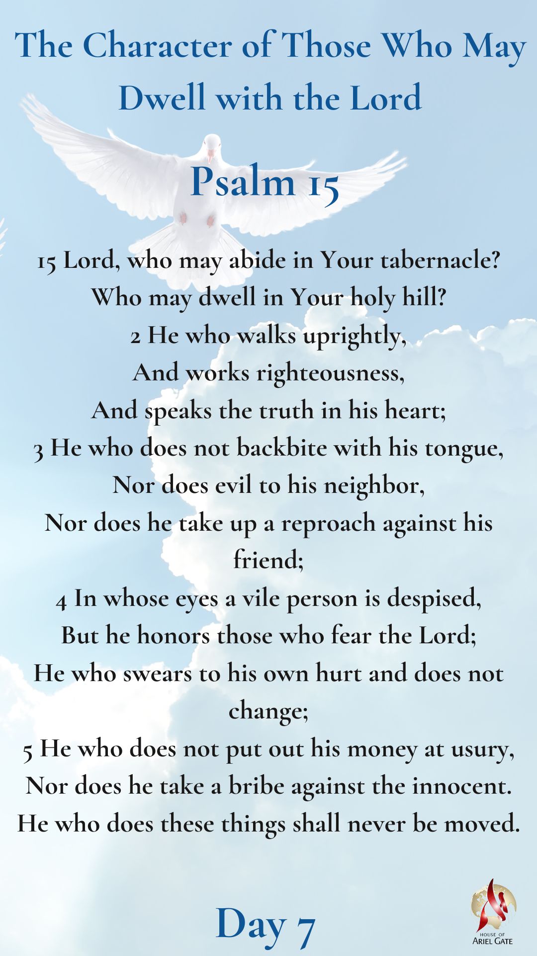 The Character of Those Who May Dwell with the Lord - House of Ariel Gate